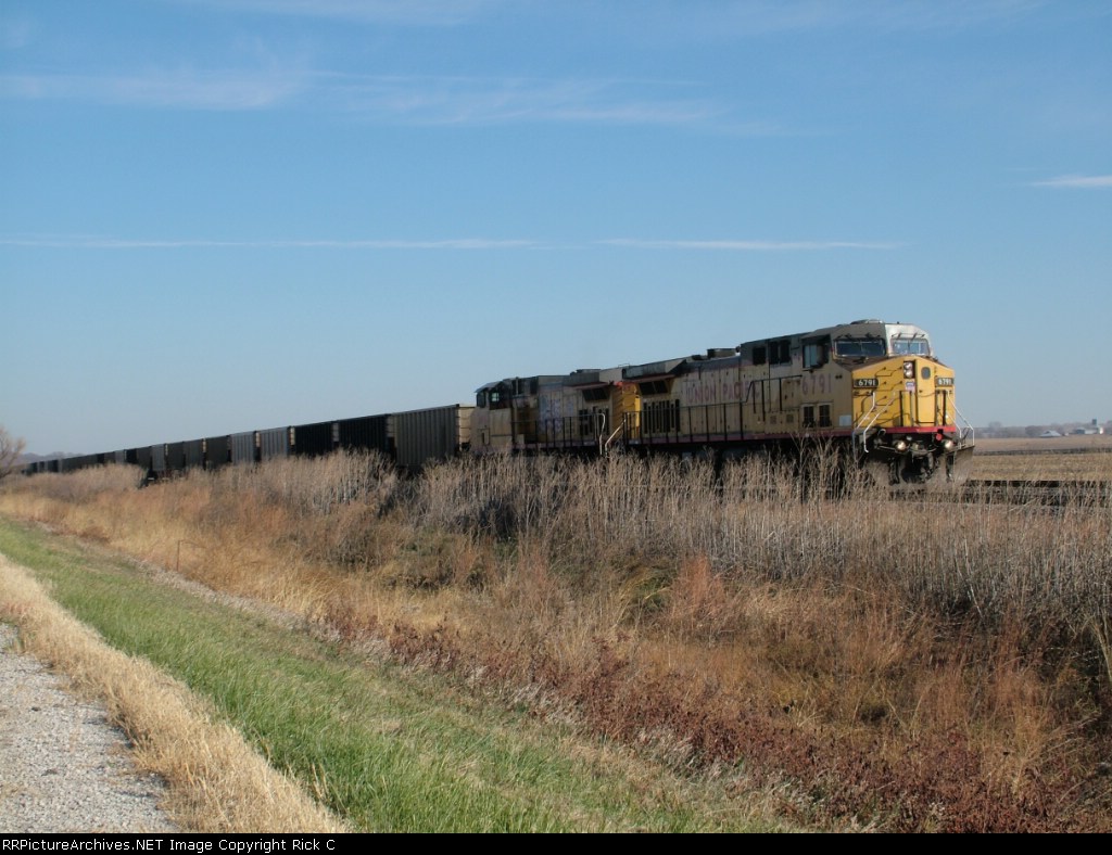 UP 6791 Is Stopped WB Coal Empties